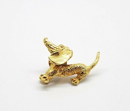Vintage Gold Tone Dachshund/Wiener Dog Pin Brooch - Gem
