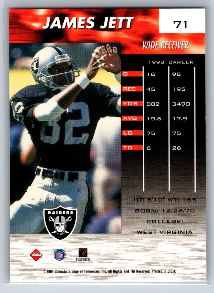 1999 Collector's Edge Fury James Jett Gold Ingot Parallel Oakland ...