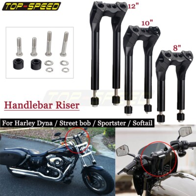 8" 10" 12" Tall Handlebar Pullback Risers Clamp For Harley Street bob ...
