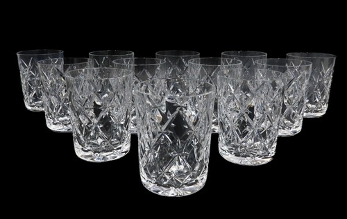 12 Tiffany & Co Cut Glass Double Old Fashioned Goblets in Trellis ...