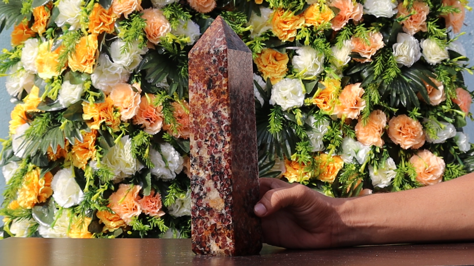 265MM Spessartite Garnet Obelisk Chakra Balance Albite Feldspar 4 ...