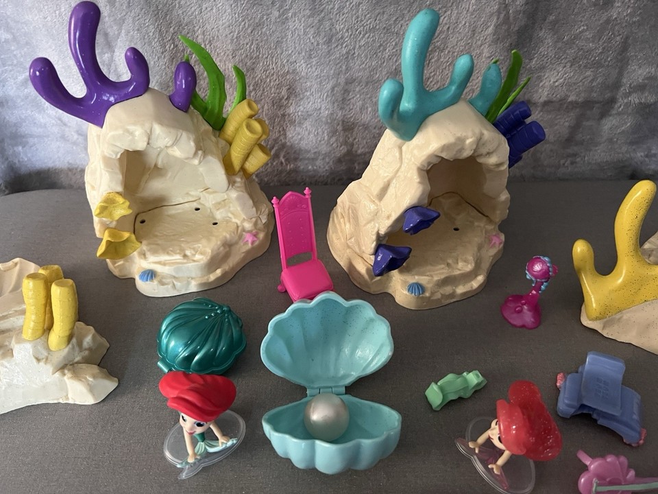 Disney Little Mermaid Ariel Playset Lot of 19 Coral Reef Caves Figures ...