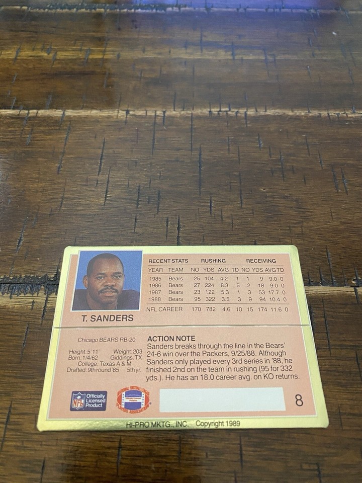 Thomas Sanders 1989 Action Packed Chicago Bears #8 | eBay