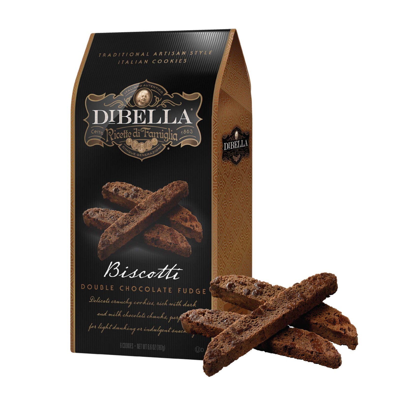 DiBella Biscotti Cookies –Double Chocolate Fudge, 6-Count 1-Pack | eBay