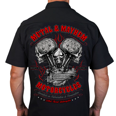Lethal Threat Metal Mayhem Motorcycle Engine Spades Printed Mens Work ...