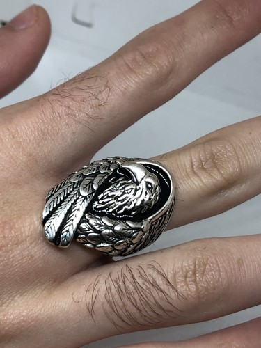 Vintage Hawk Ring Silver White Bronze Mens Size 10.5 | eBay