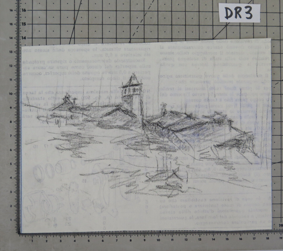 Vintage Drawing Landscape Alps Piedmont Sketch Pencil On Paper DR3 | eBay