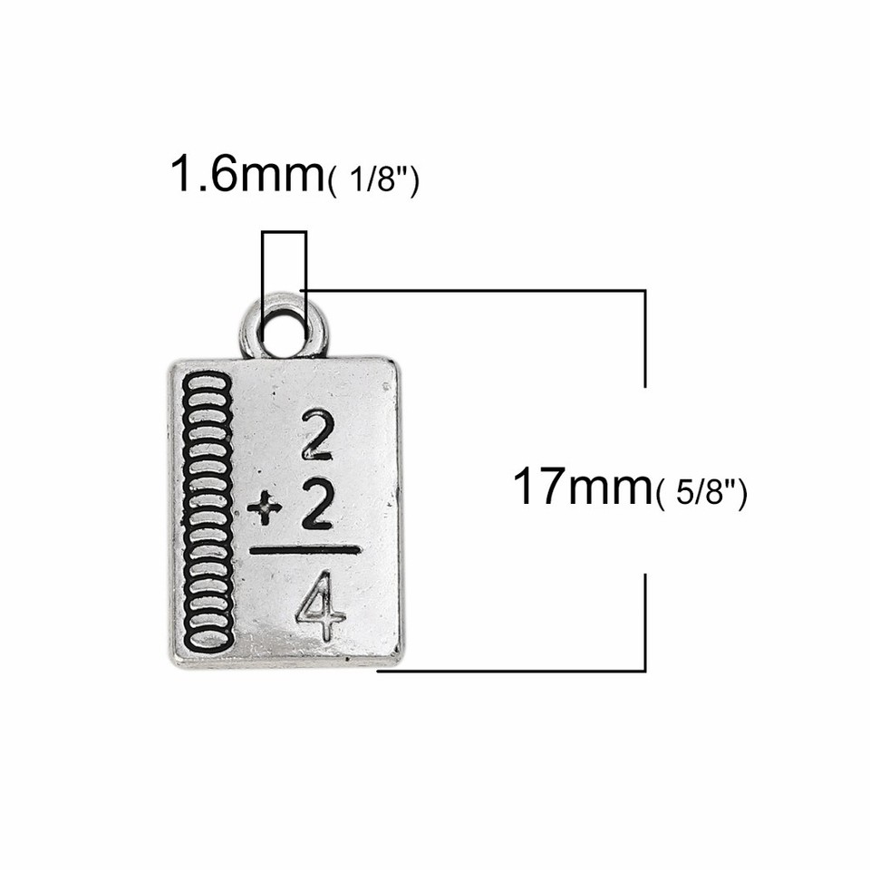 Math Notebook Charms 17mm Antique Silver Plated Pendants C2065 - 10, 20 ...