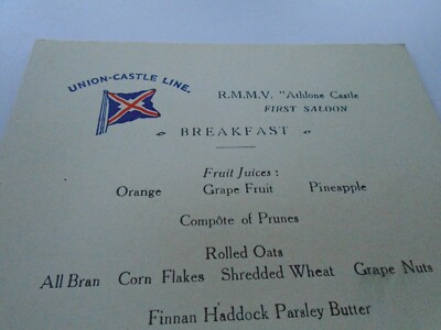 RMMV Athlone Castle UNION CATLE CARD FIRST CLASS 11/19 CM 1951 - | eBay UK