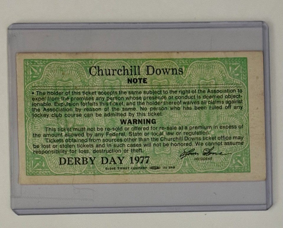 1977 KENTUCKY DERBY PROGRAM, WIN TICKET, TICKET STUB, SEATTLE SLEW ...