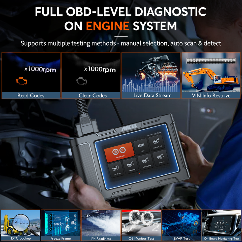 Construction Machinery Truck HD Diesel Full Diagnostic OBD Scanner ...