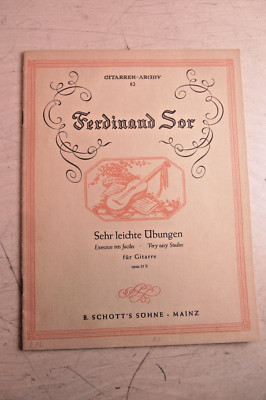 Rare Old Notes Ferdinand Sor Very Easy Exercises for Guitar Opus 35 II ...