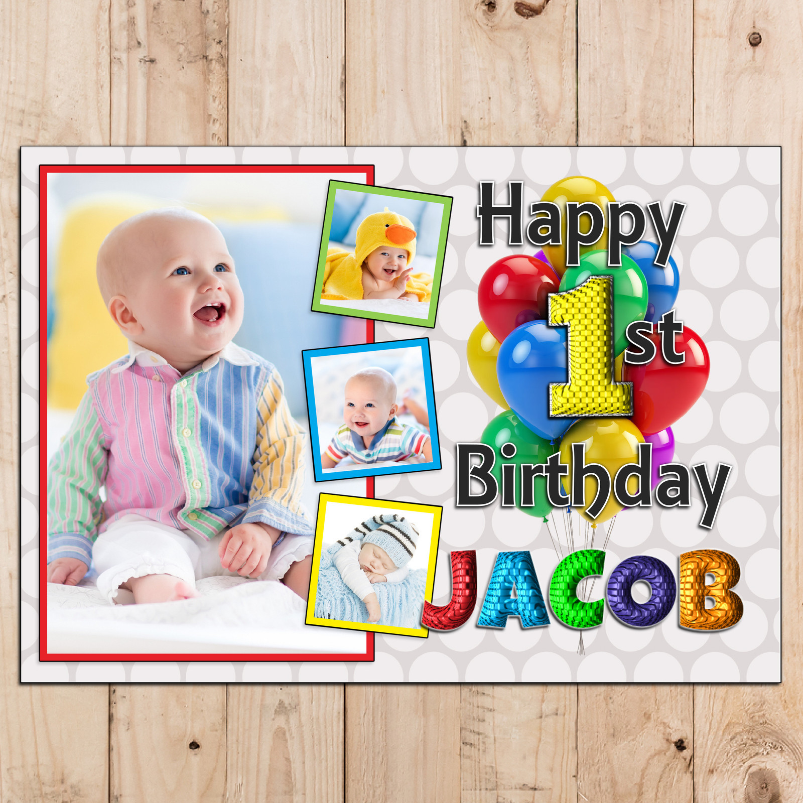 Personalised Happy First 1st Birthday Poster Banner Print N106 ANY AGE ...