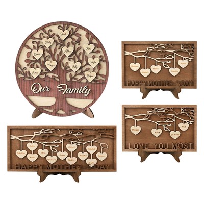 Wooden Family Tree Kit Set with hearts Craft Blank Shapes Wedding ...