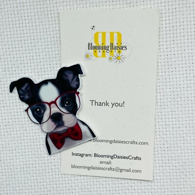 Magnetic Needle Minder Cross Stitch Boston Terrier Dog / Fridge Magnet ...