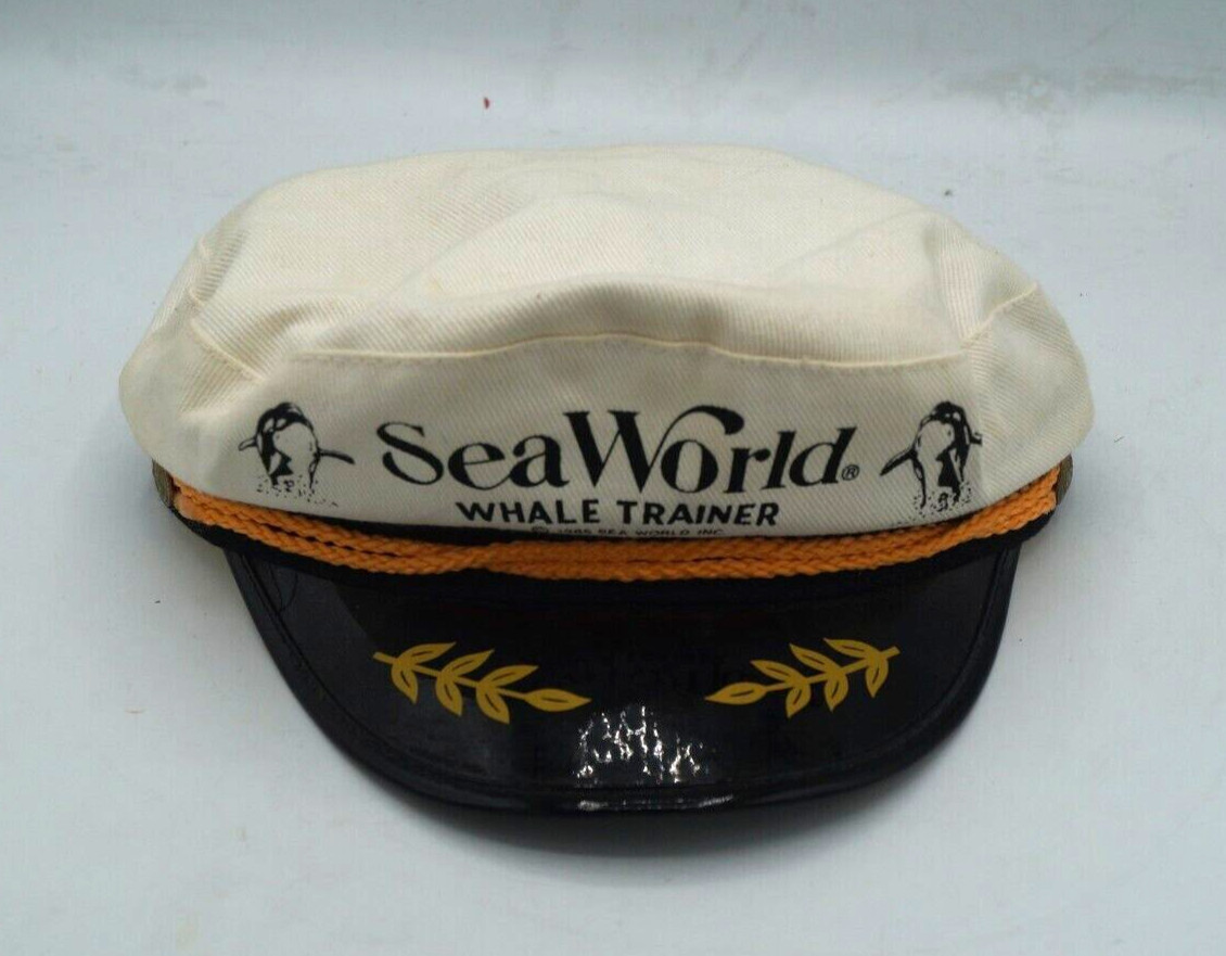 VINTAGE 1985 SEA WORLD WHALE TRAINER HAT - Gem