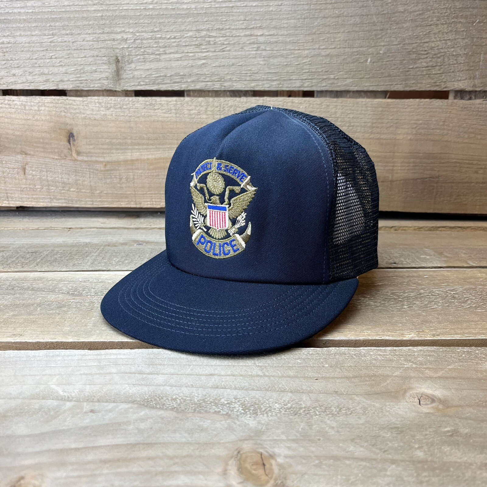 Vintage Protect & Serve Police Blue Badge Snapback Tr… - Gem