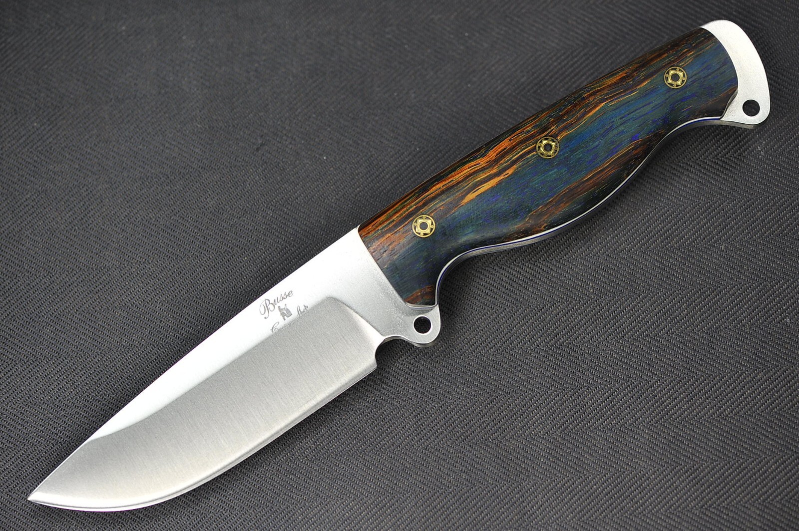 Busse Custom Son of Badger SOB .17" Satin INFI Blade, Full Blue/Brown ...