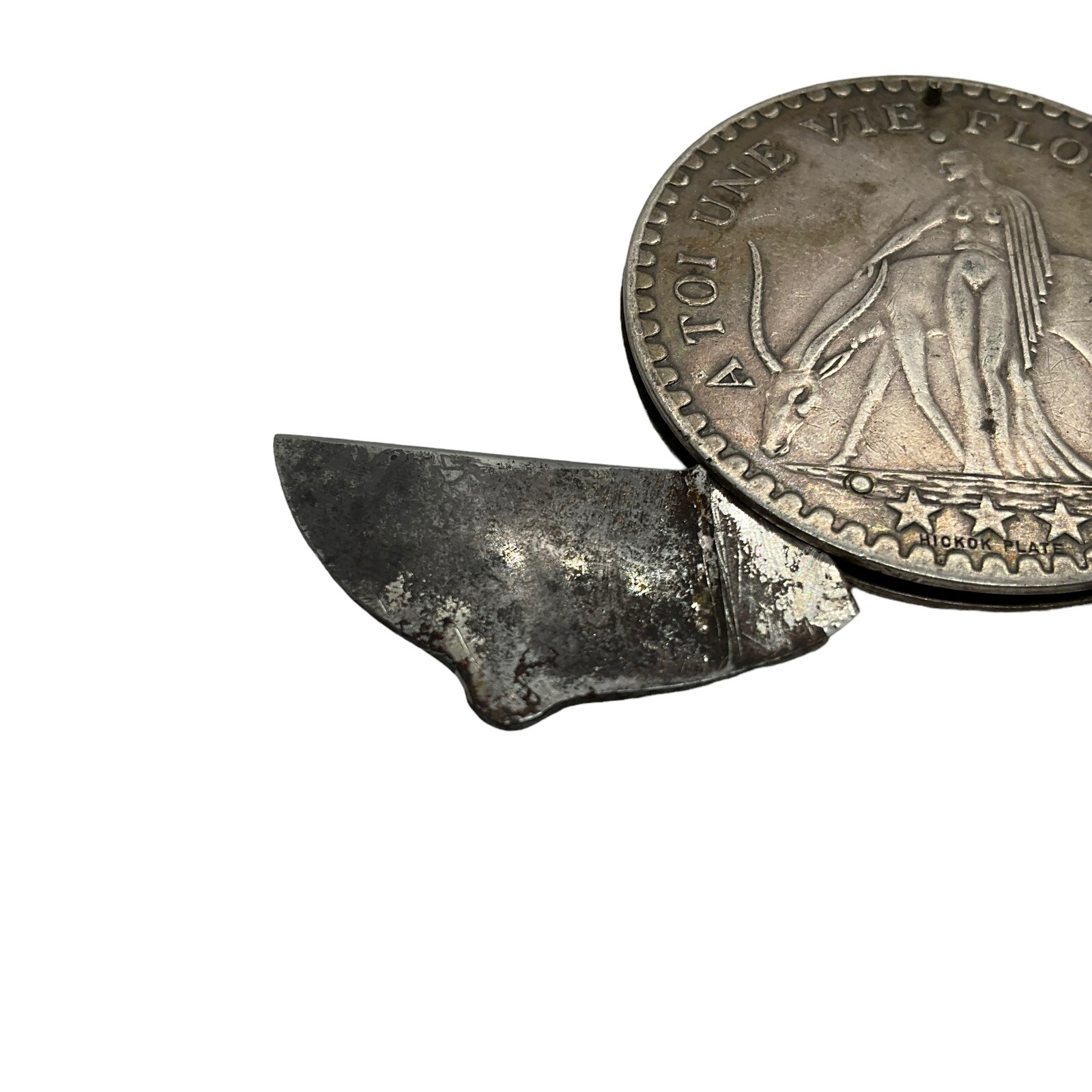 Hickok Coin Style Knife 2 Bladed Made US Hickok Plate Toi Une Vil ...