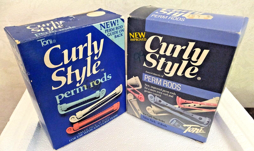 Vintage Toni Curly Style Perm Swing Arm Rods Pink White Blue Yellow ...