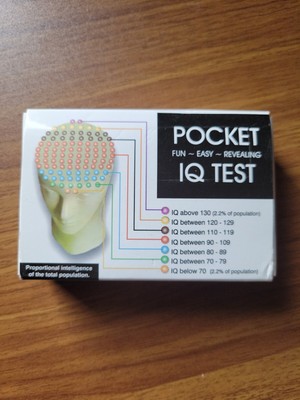 Pocket IQ Test Tester Home Mental Toy Puzzle Cards Questions & Answers ...