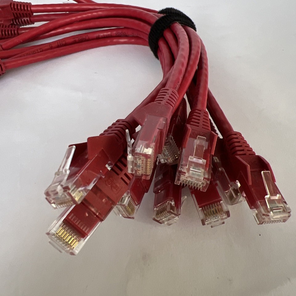 10 Pack Lot - 1ft Cat6 Red Ethernet Bootless Network LAN Patch Cable ...