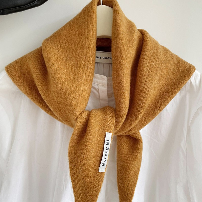 Wool Knitted Triangular Scarf Warm Warm Shawl New Triangle Knit Scarves ...