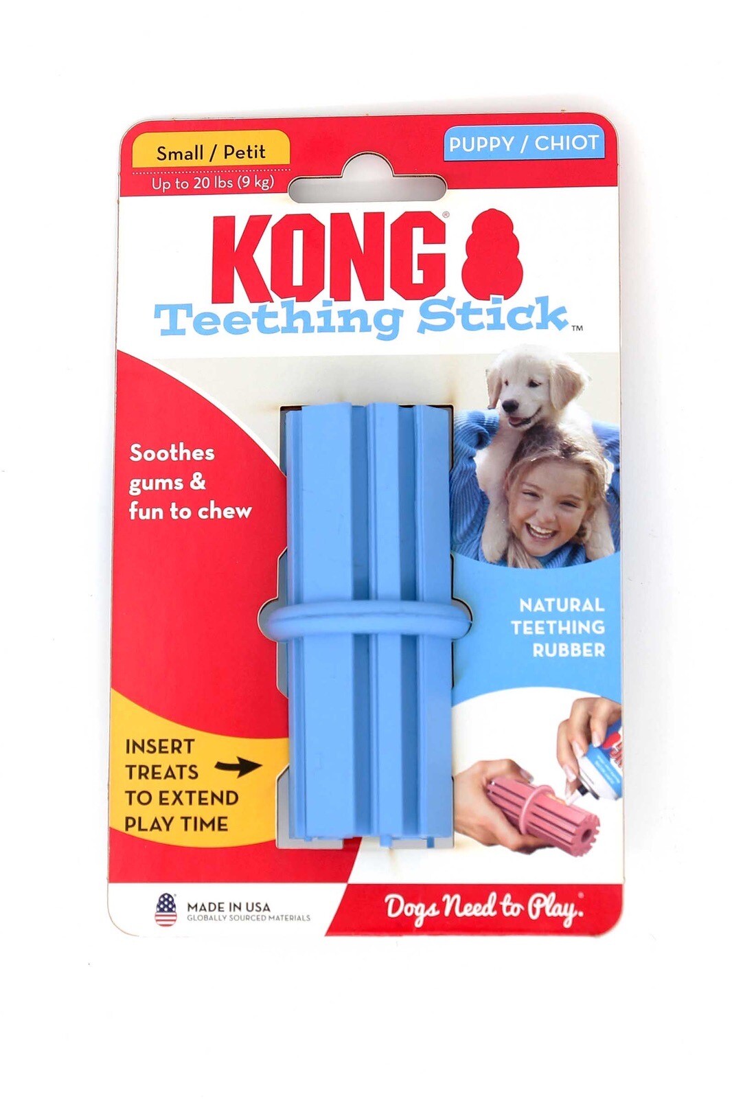 Kong Puppy Teething Stick Small Blue Teeth Cleaning Treat Stuffable Dog ...
