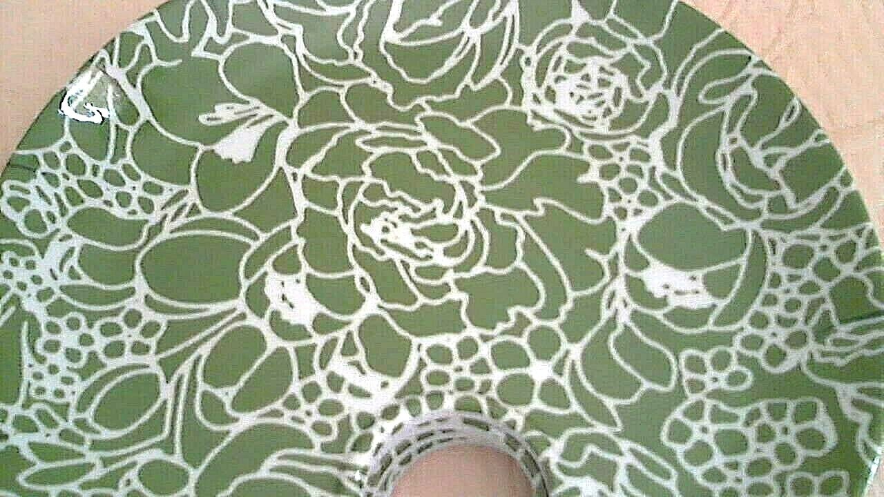 Notched Wine Glass Mingle Plates Set Of 4 Green White Floral 8" Melmine ...