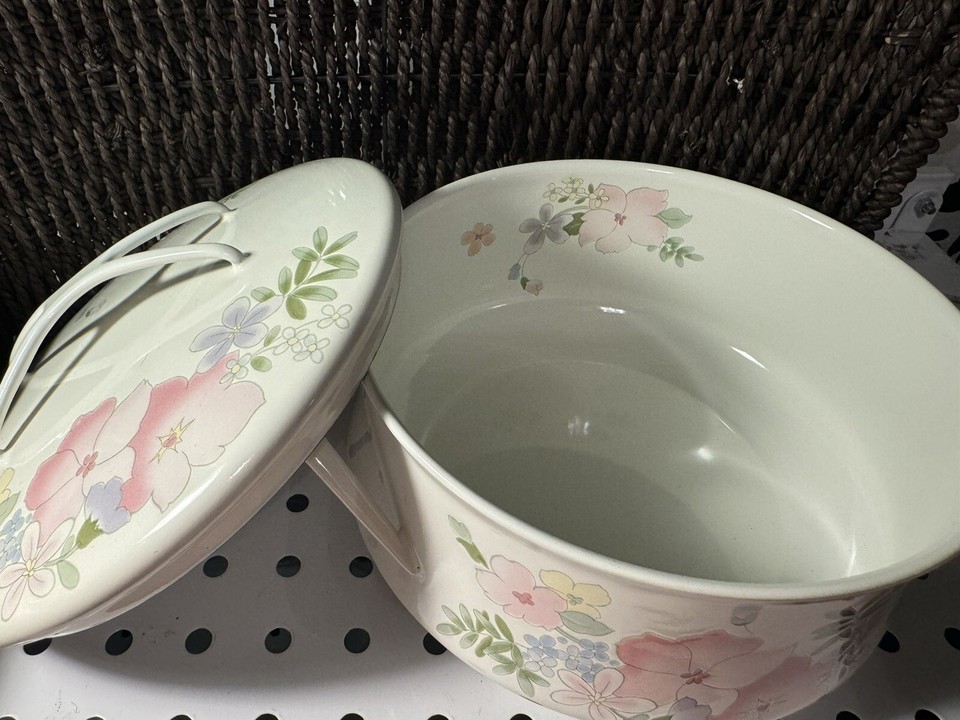 Vtg Kobe Floral Enameled Cookware 2qt Dutch Oven Casserole Japan/G3 | eBay