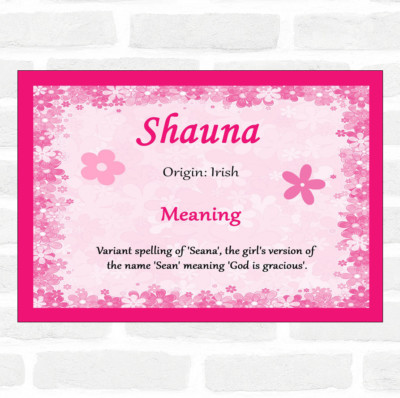 Shauna Name Meaning Pink Certificate | eBay