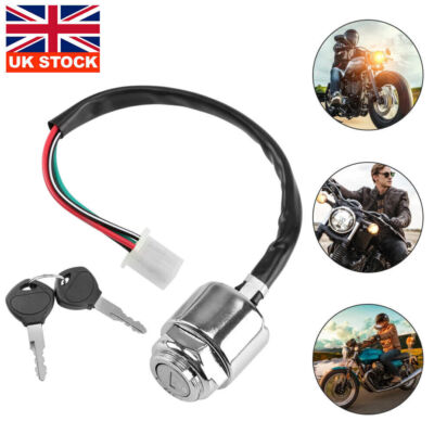 Universal Motorcycle Ignition Barrel Key Switch 4 wire Quad On/Off Pit ...