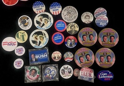 Political Campaign Button Lot Bush Clinton Gore Mondale IBEW Vintage ...