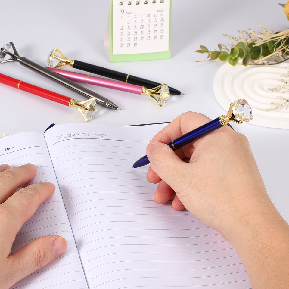 Black Ink Ballpoint Pen, 3pcs Crystal Diamond Twist Pen 1.0mm, White ...