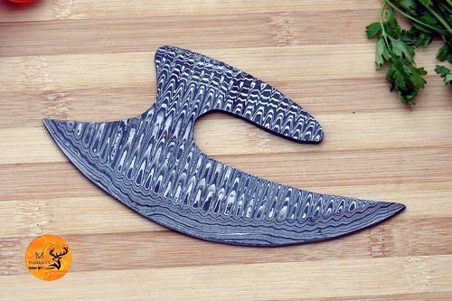 CUSTOM HANDMADE FORGED DAMASCUS STEEL CHEF KNIVE ULU KNIFE BLANK BLADE ...