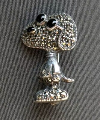 Judith Jack JJ Joe Cool Snoopy Pin Sterling Silver Marcasite 1” 6g ...