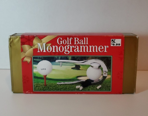 GOLF Ball Monogrammer Kit Chrome Plated Press 3 Initial Gift Box KMart ...