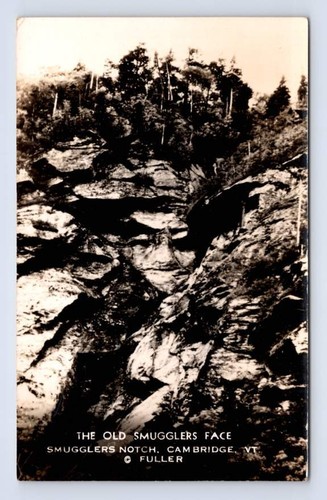 Old Smugglers Face in Rocks RPPC Cambridge Vermont Notch Photo Fuller ...