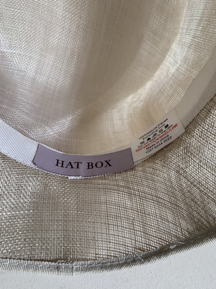 HAT BOX Ivory Sinamay Asymmetrical Hat With Feather Side Plumage ...