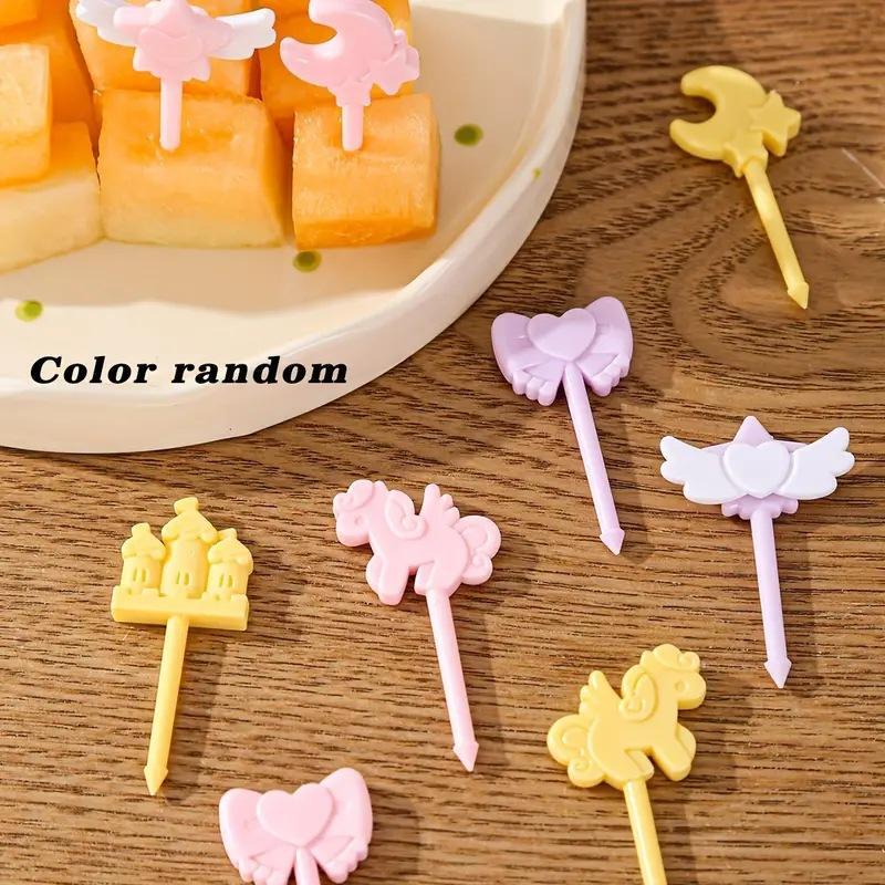 10 Pcs Cartoon Fruit Fork Cute Cupcake Top Decoration Food Appetizer ...