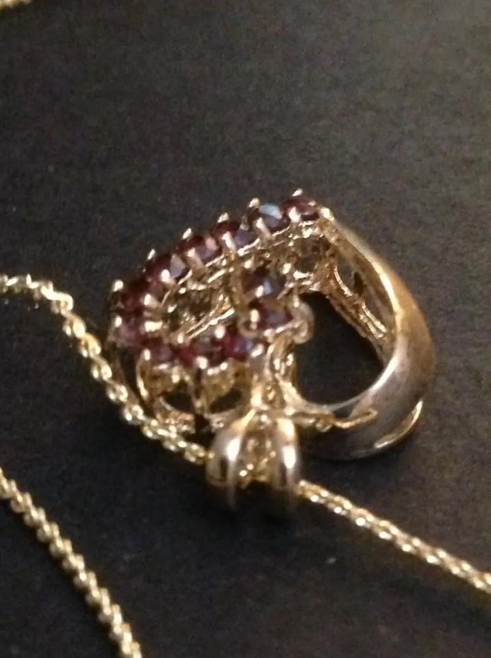 18 Inch Gold Plated Gold Chain & Hart Pendant With Red Stones Thailand ...