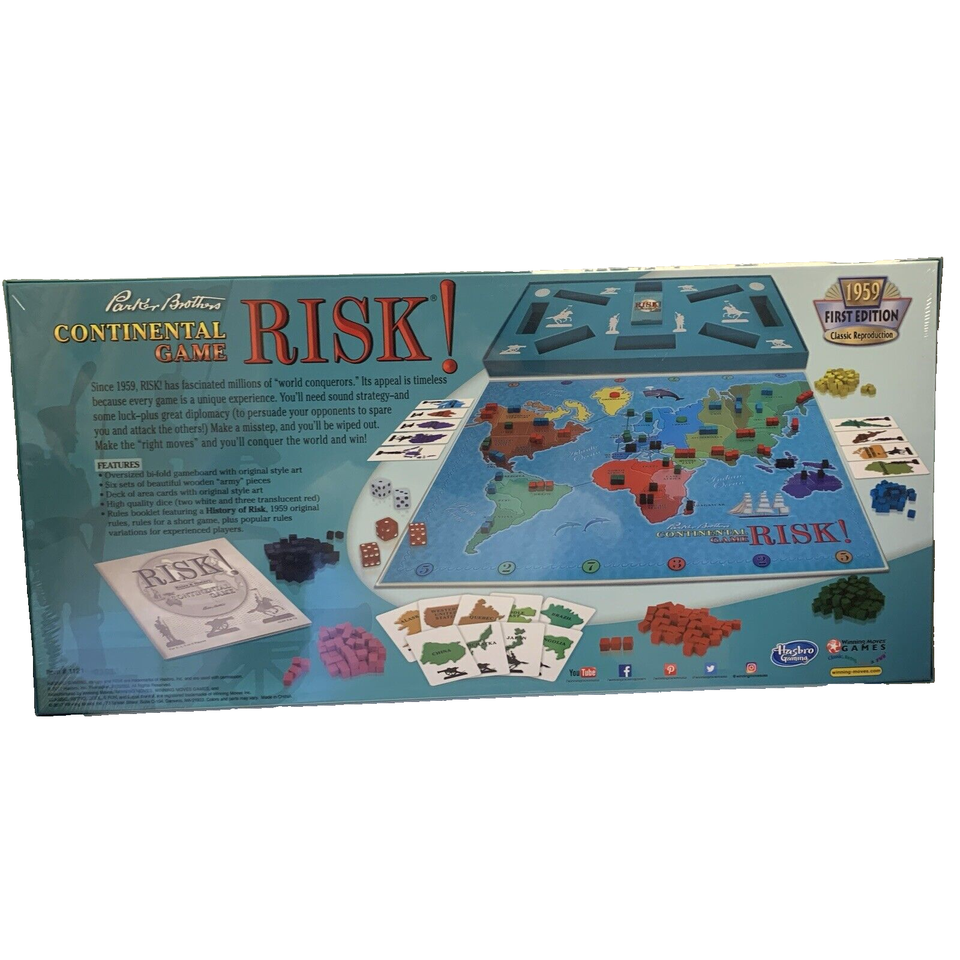 RISK First Edition Classic Reproduction Continental Board Game Brand ...