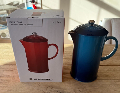 Le Creuset Stoneware 34oz / 1 Liter French Press, Azure Blue NEW | eBay