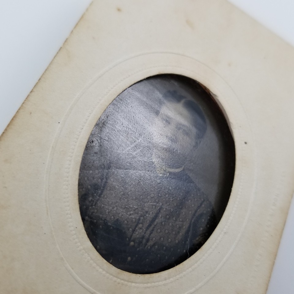 1860s Tintype Woman Wearing Patterned Dress Potters Paper Frame ID'd ...
