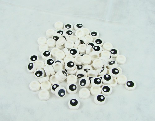LEGO ~ 1x1 Round White Tile with B&W eye design #98138 pb007 ~ 100 pcs ...