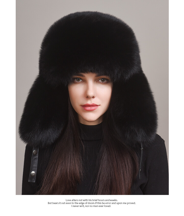 Unisex Full Covered Real Fox Fur Hat Russian Ushanka Trapper Hat With ...