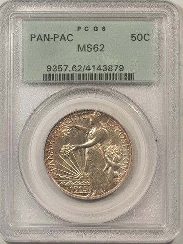 1915-S PAN-PAC COMMEMORATIVE HALF DOLLAR - PCGS MS-62, LOOKS 63+, OGH ...