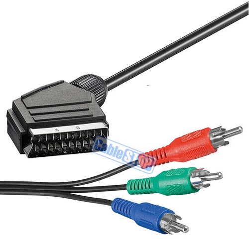 1.5m SCART CABLE to RGB RED GREEN BLUE 3 x TRIPLE RCA PHONO TV ...