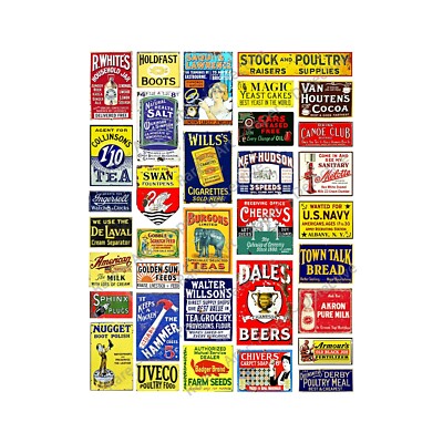 34 Railroad Model Signs, O-Scale, Multi-Scale Advertising Signs, 1 ...