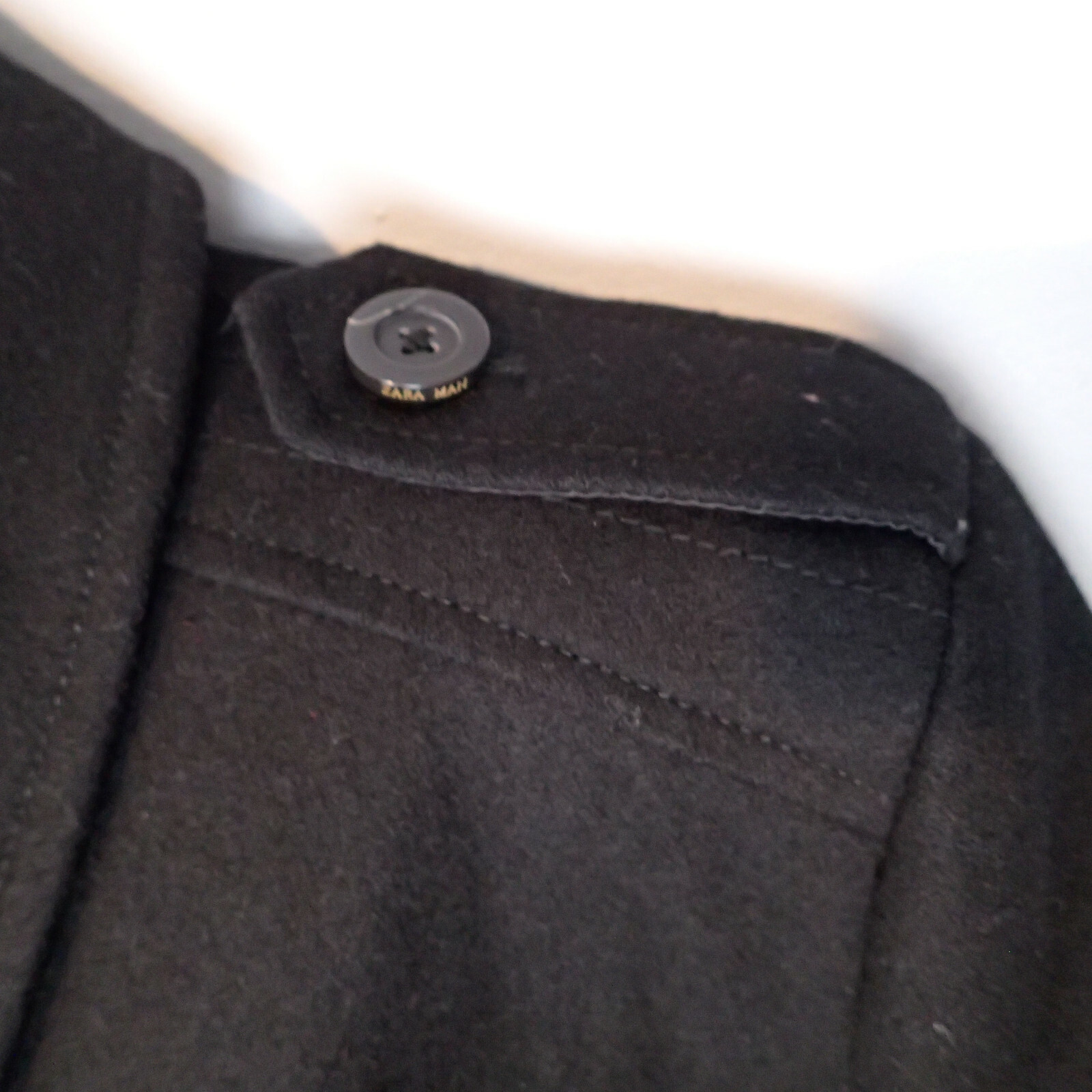 ZARA MAN BLACK WOOL bl COAT sz L | eBay